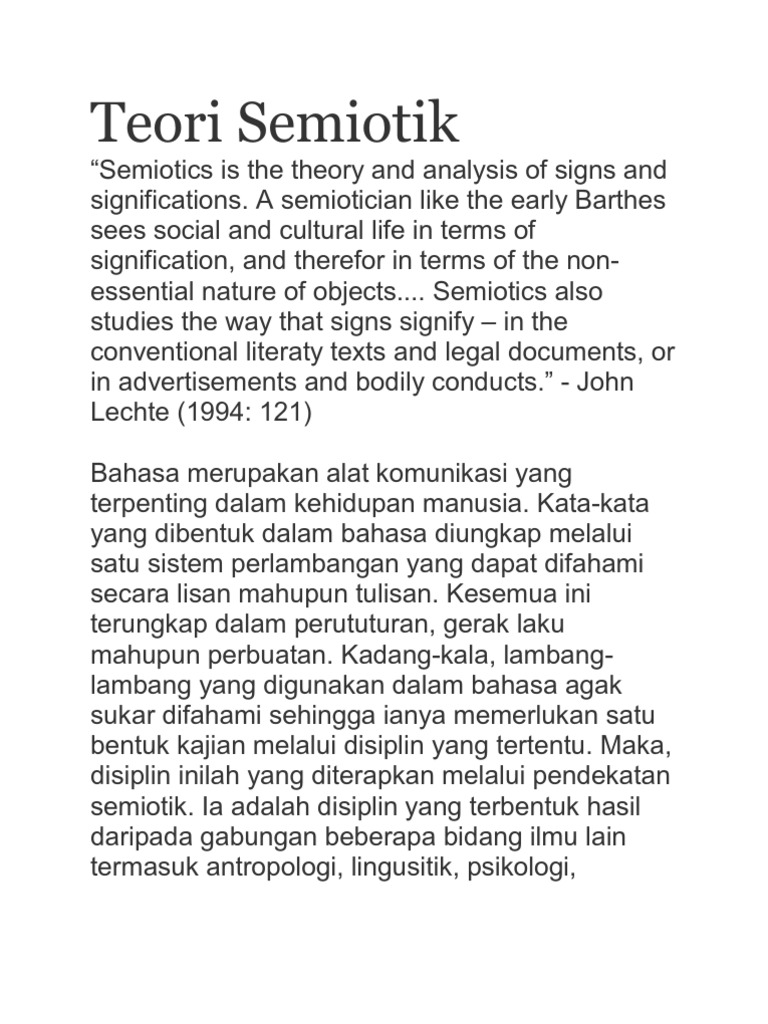Teori Semiotik | PDF