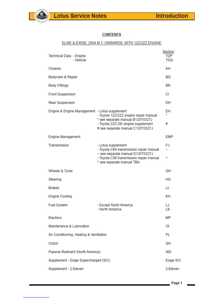 Lotus Exige 2004 Service Notes | PDF | Engine Technology | Vehicles