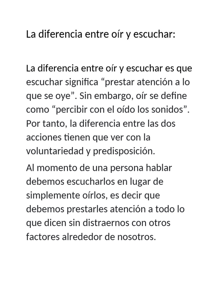 La Diferencia Entre Oír y Escuchar | PDF
