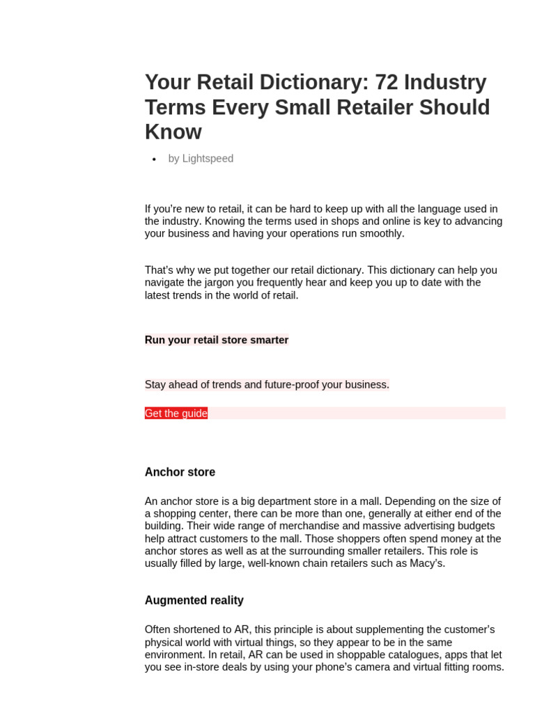 Retail Store and Warehouse Terminology | PDF | Warehouse | Retail