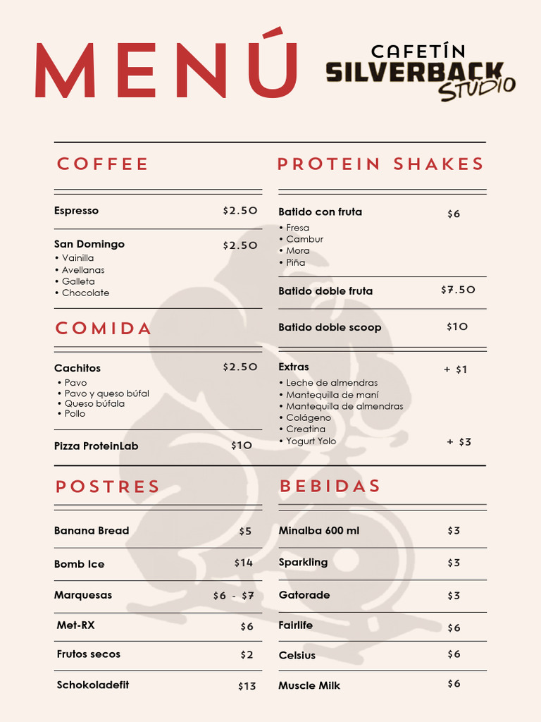 Menu Silverback Studio - 20240708 - 210713 - 0000 | PDF