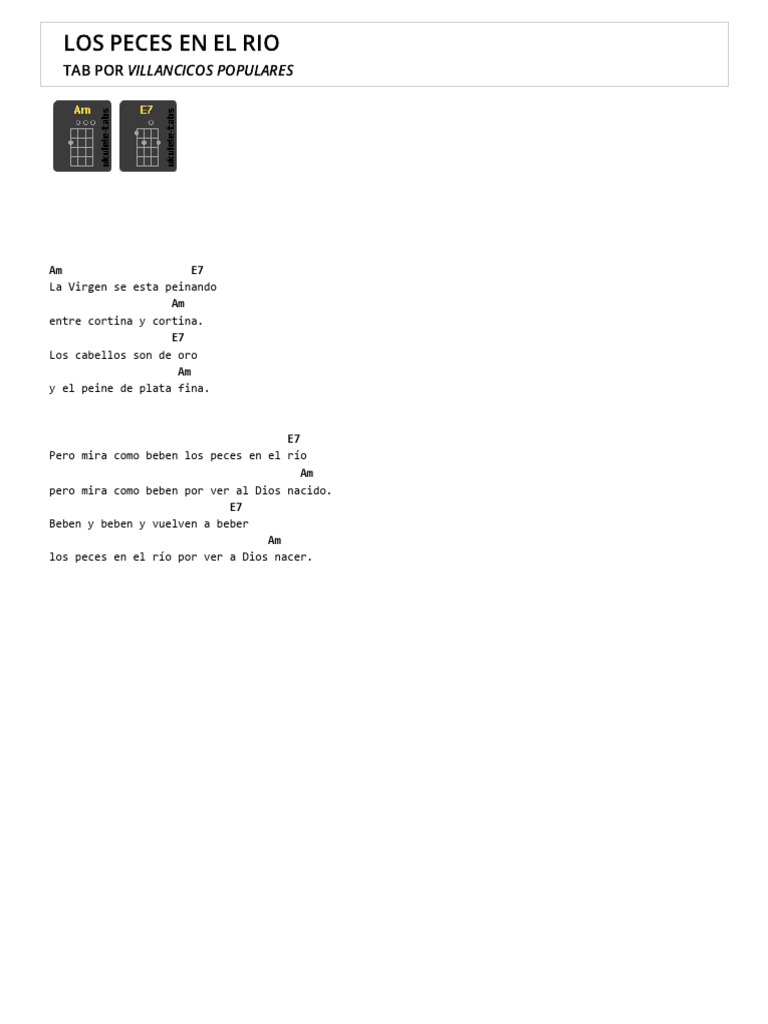 Los Peces en El Rio Tab Por Villancicos Populares - Ukulele Tabs | PDF