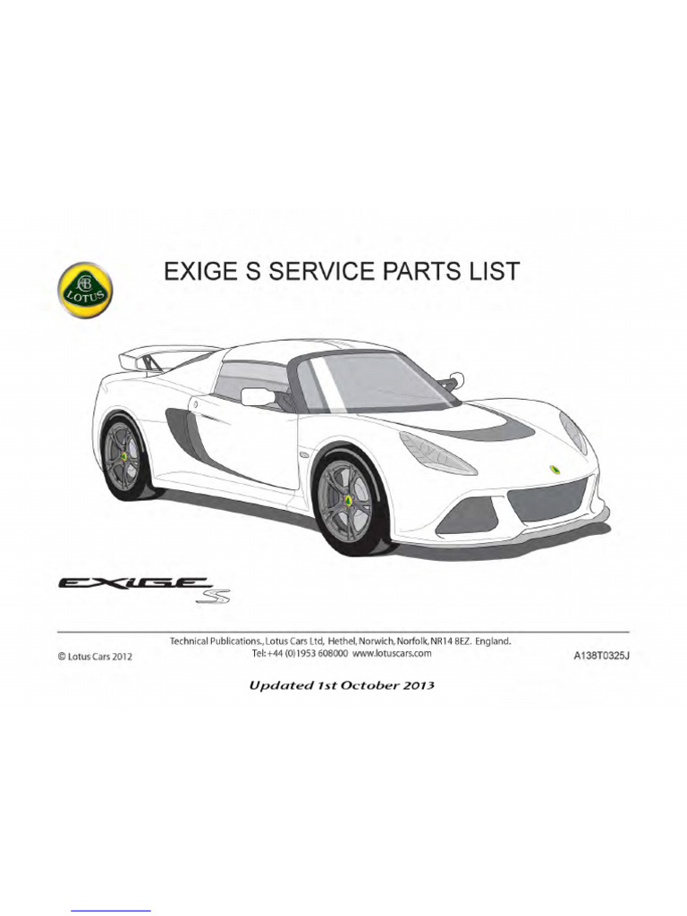 Parts Catalog Lotus Exige S | PDF | Manual Transmission | Brake