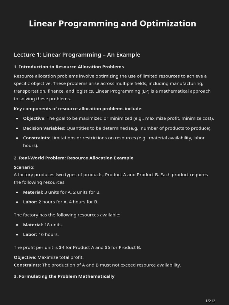 Optimization Lecture Notes | PDF | Linear Map | Vector Space Optimization Lecture Notes | PDF | Linear Map | Vector Space