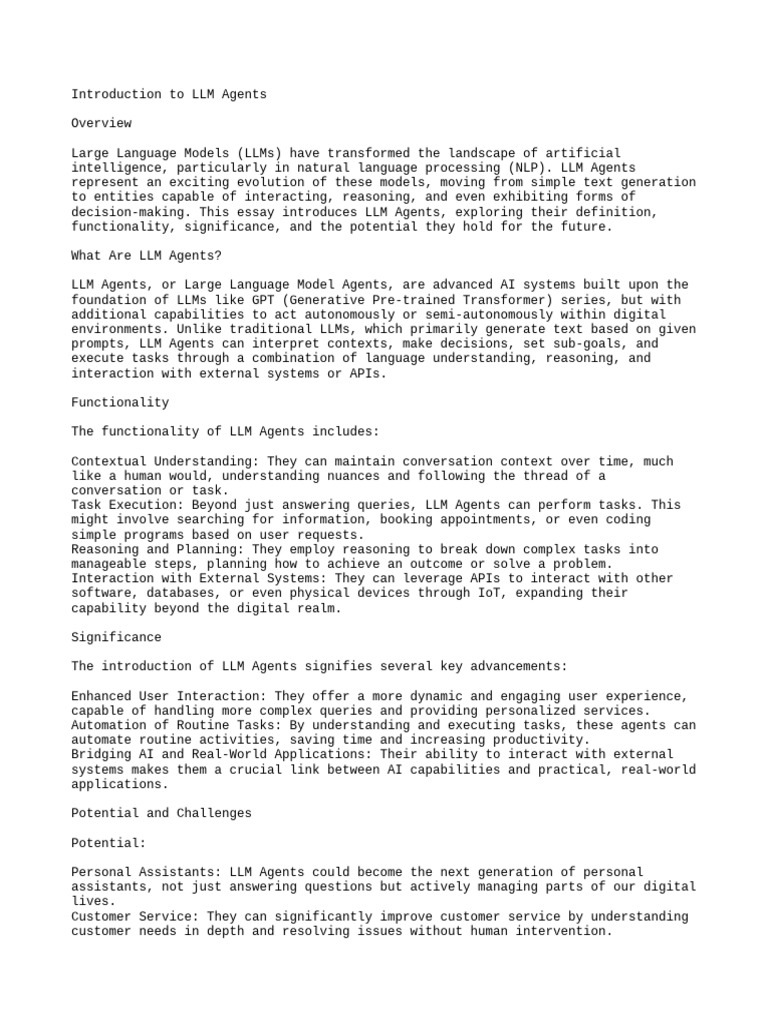 Introduction to LLM Agents Overview | PDF | Artificial Intelligence ...