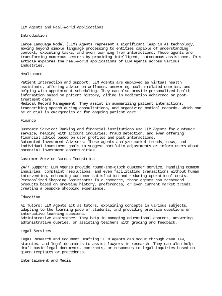 LLM Agents and Real-World Applications | PDF | Artificial Intelligence ...