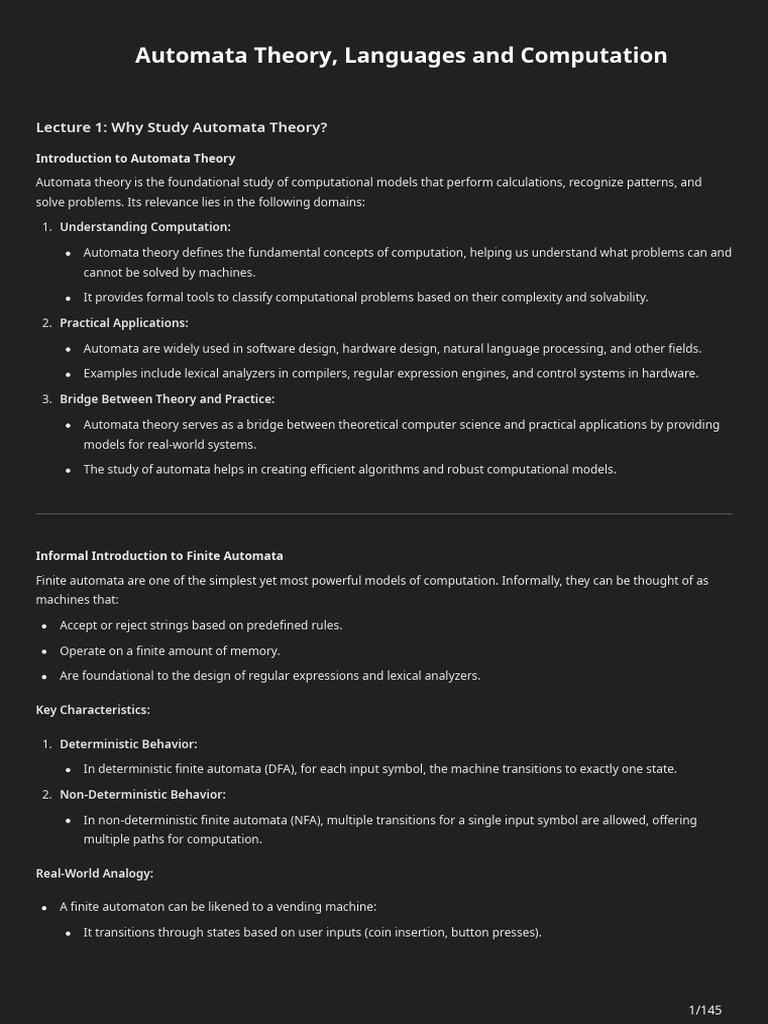 Automata Theory Lecture Notes | PDF | Automata Theory | Mathematical Proof