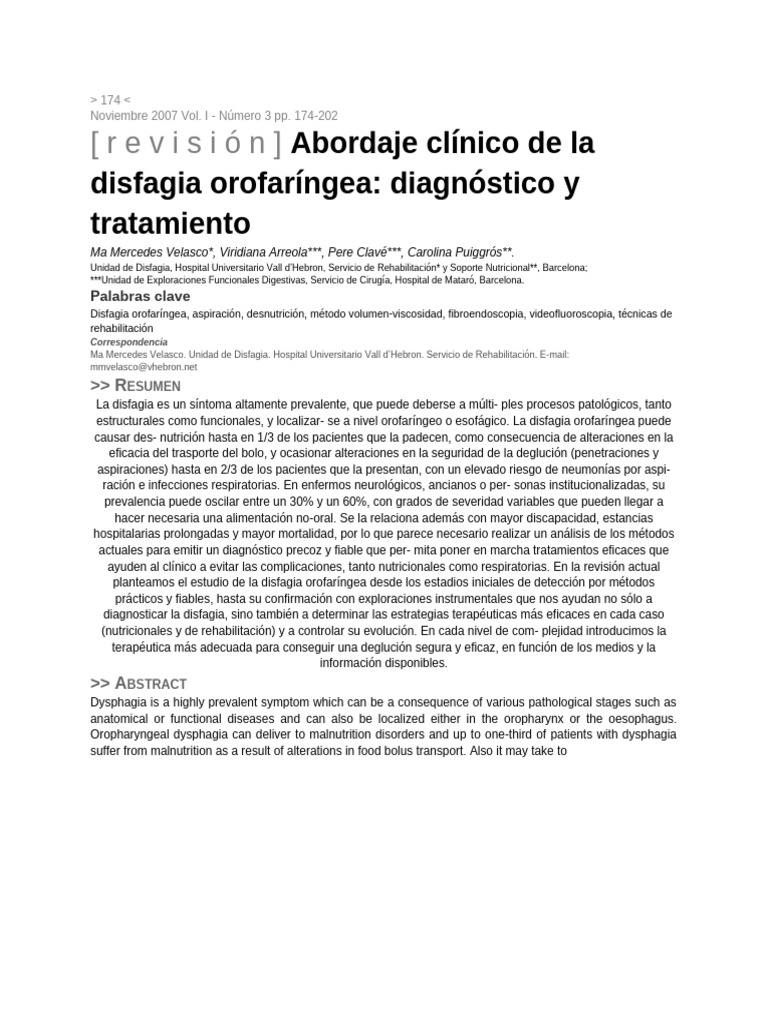 Revision de Disfagia Incluye Escalas | PDF | Medicina CLINICA