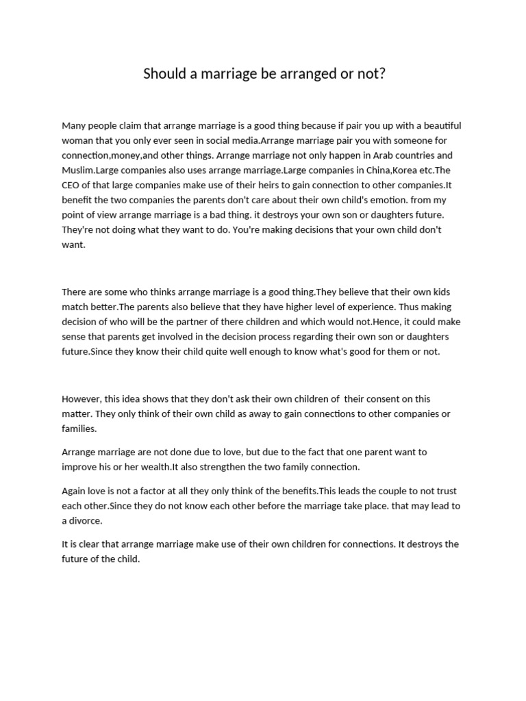 Argumentative essay about arrange marriage-WPS Office | PDF | Marriage ...