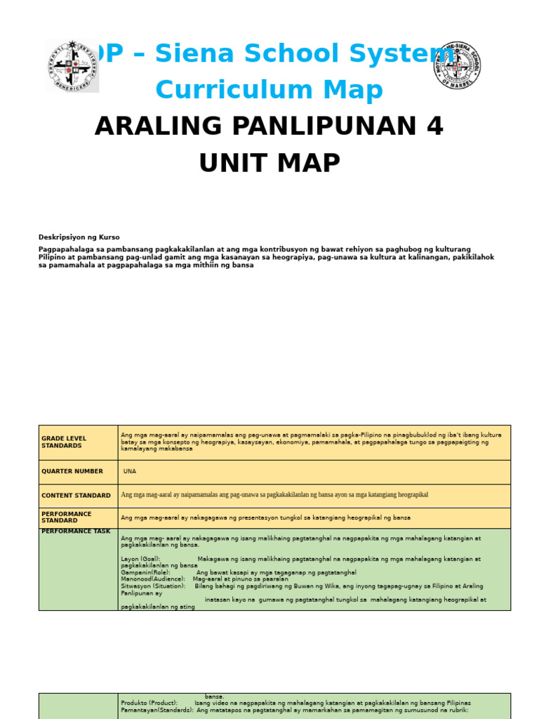 AP 4 UNIT MAP (1st Quarter) | PDF