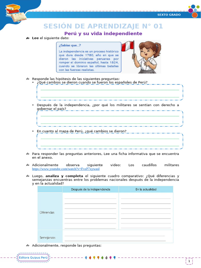 3.- Anexo de Sesiones de Aprendizaje - Semana 1 - UD VI - Editora Quipus Perú (5) | PDF | Flores ...