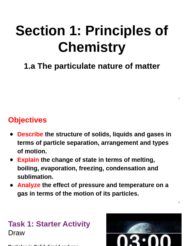 Section 1.a Particulate Nature of Matter | PDF | Gases | Liquids