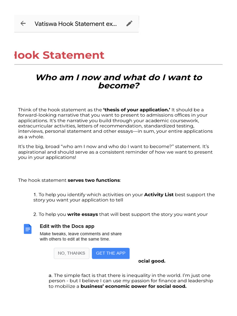 Crafting Your Hook Statement for Applications | PDF | Noun