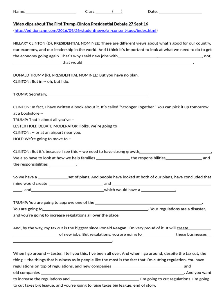 1st US Presidential Debate | PDF | Bill Clinton | American Government