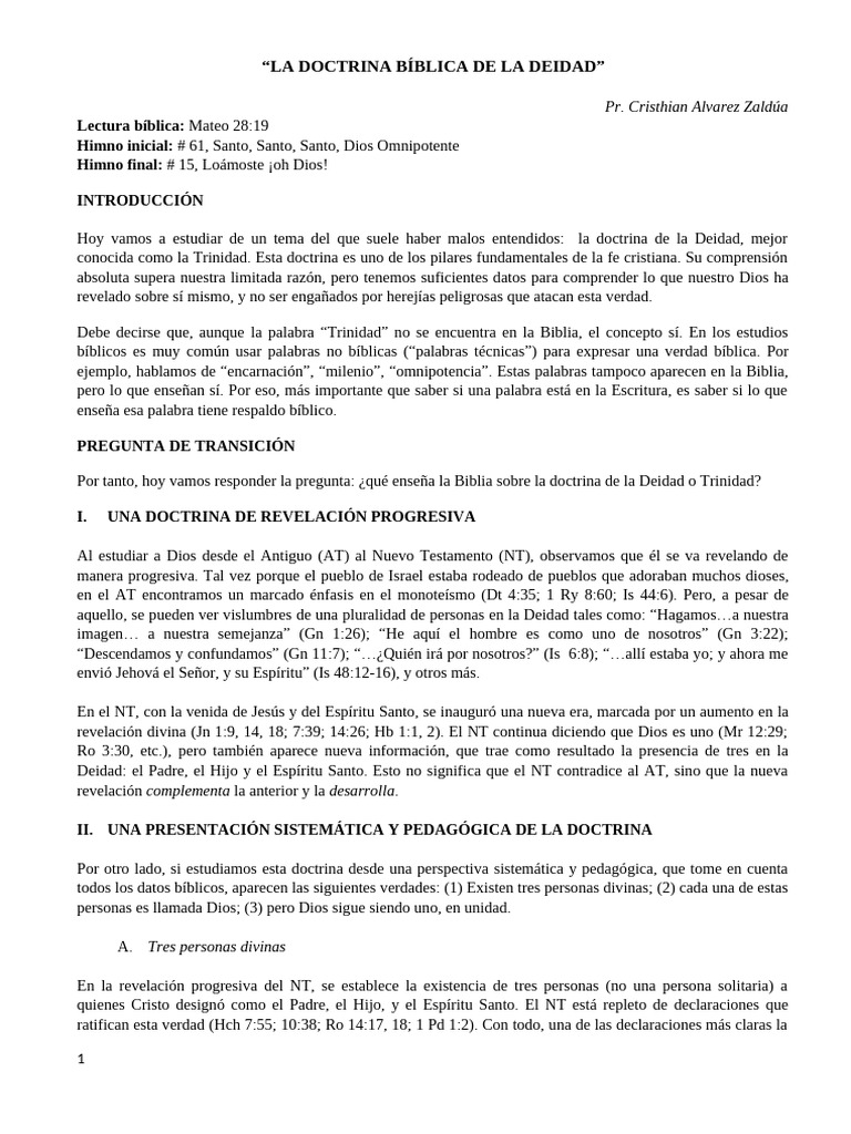 Sermón - La Doctrina Bíblica de La Deidad | PDF | espíritu Santo | Biblia