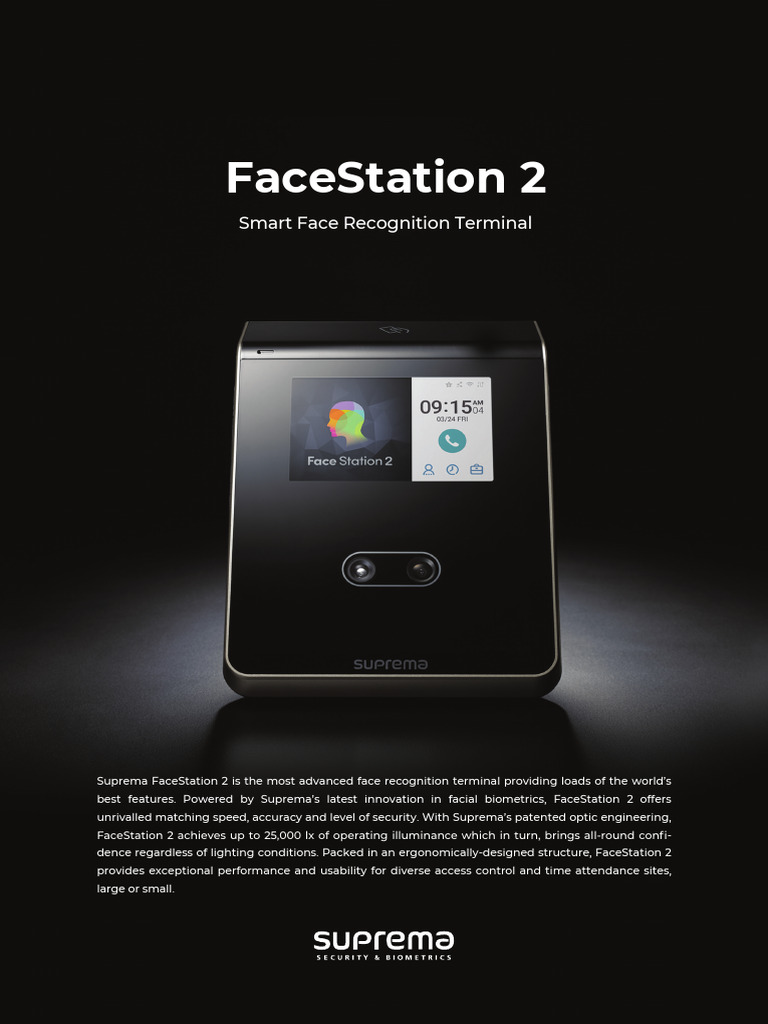 Suprema FaceStation 2: Advanced Facial Recognition Terminal | PDF | Computing | Computer Science