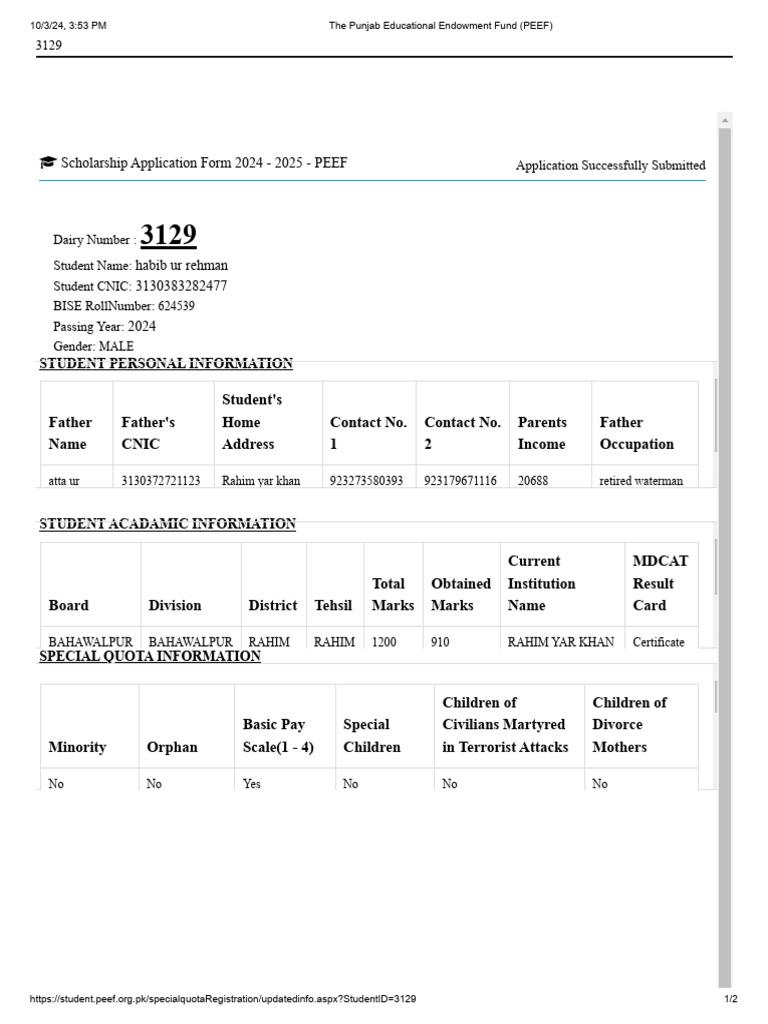 The Punjab Educational Endowment Fund (PEEF) | PDF
