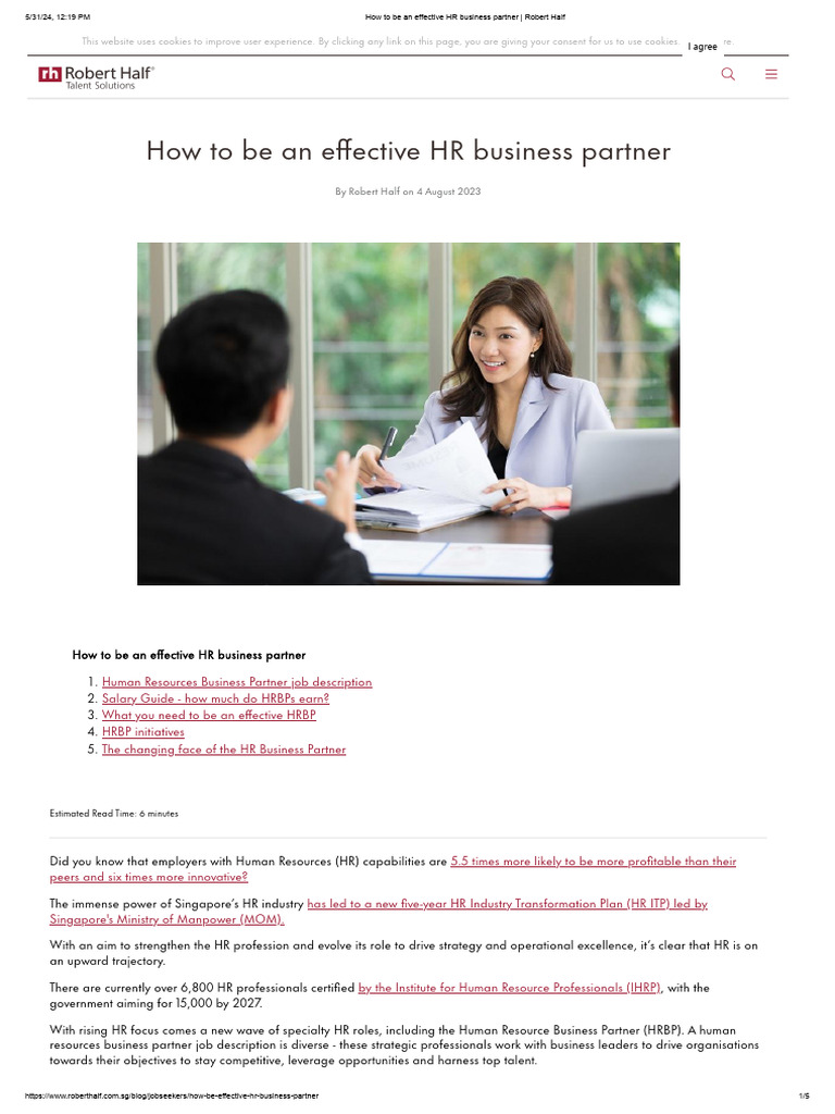 7.2. How To Be An Effective HR Business Partner Robert Half | PDF ...