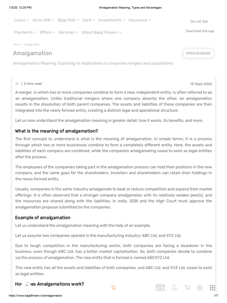 Amalgamation Meaning, Types and Advantages | PDF | Consolidation ...