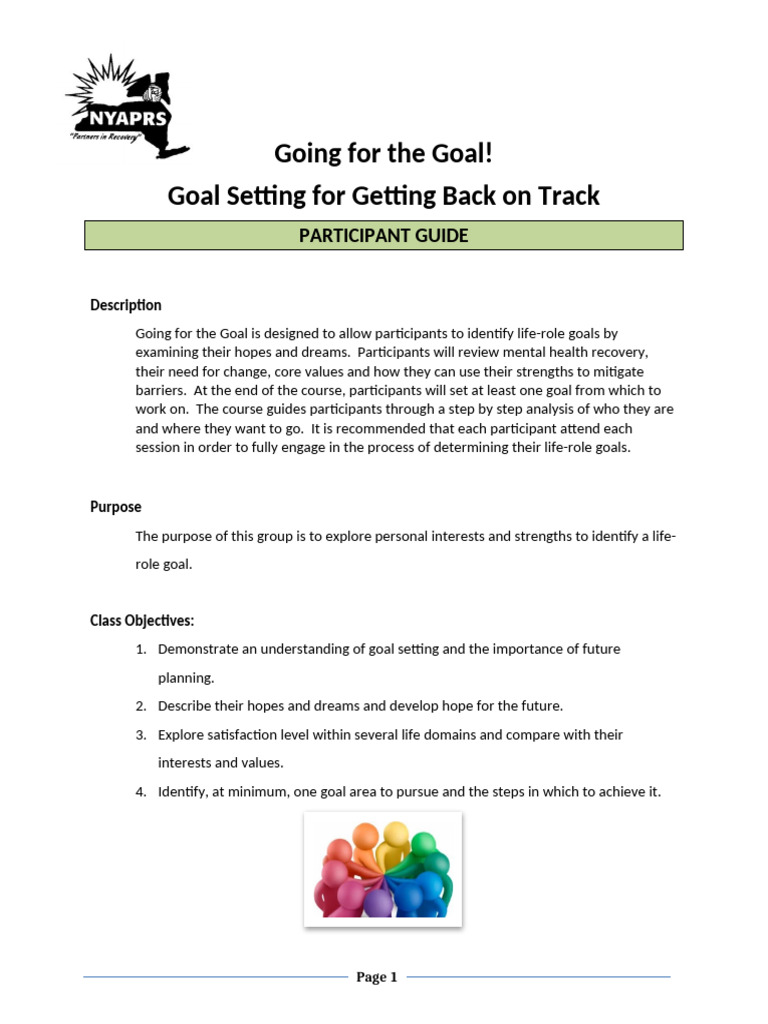 Goal Setting for Mental Health Recovery | PDF | Goal | Mental Disorder