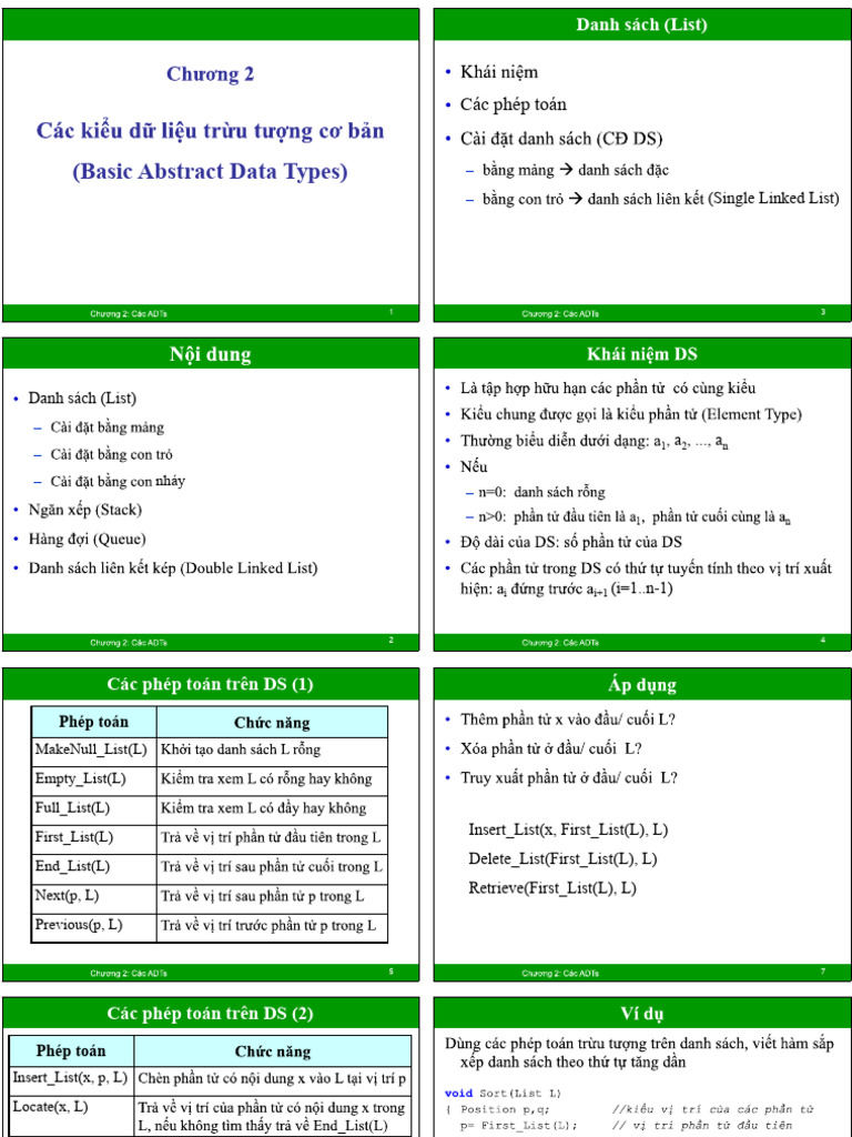 02 - Chuong 2 - Cac ADTs - 4slides | PDF