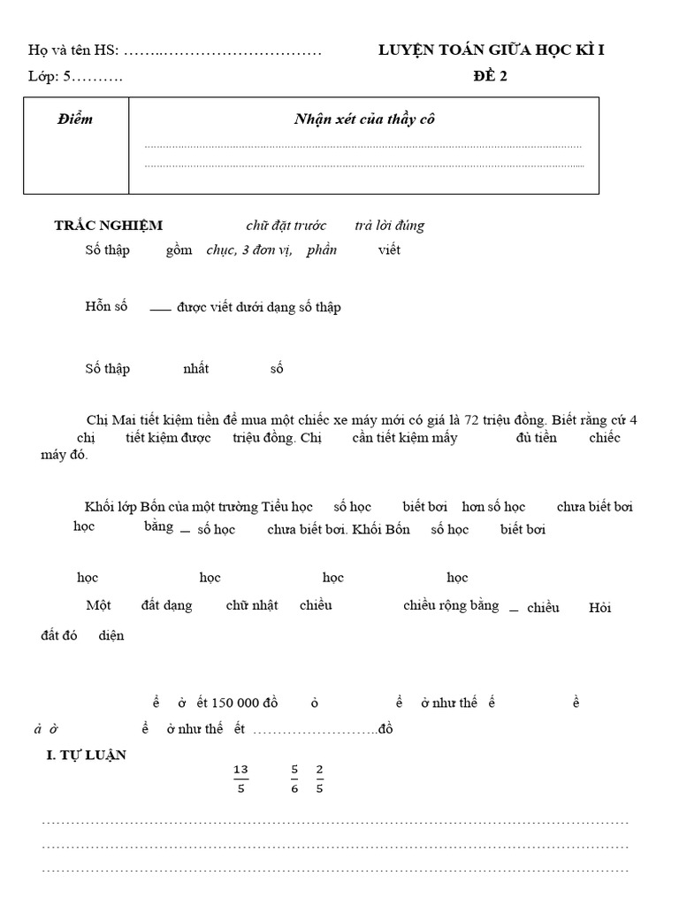 24-25 GK1 Ôn Toán 2 | PDF