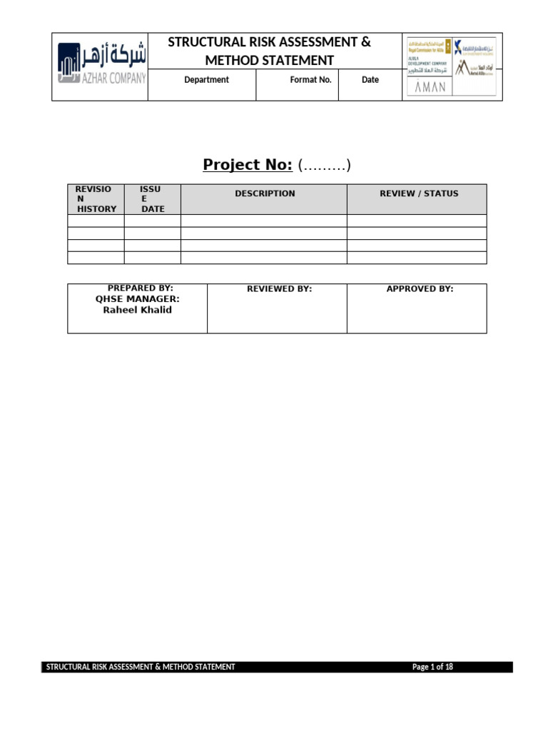 04- Method of Statement & Structural Risk Assessment | PDF ...