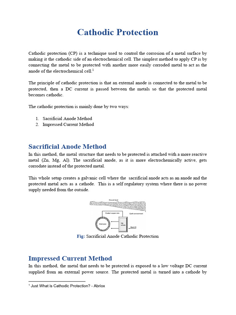 Cathodic, Anodic Protection | PDF | Corrosion | Anode