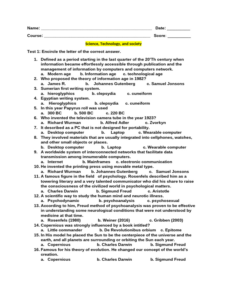 Science and Technology Exam Review | PDF | Science | Physics