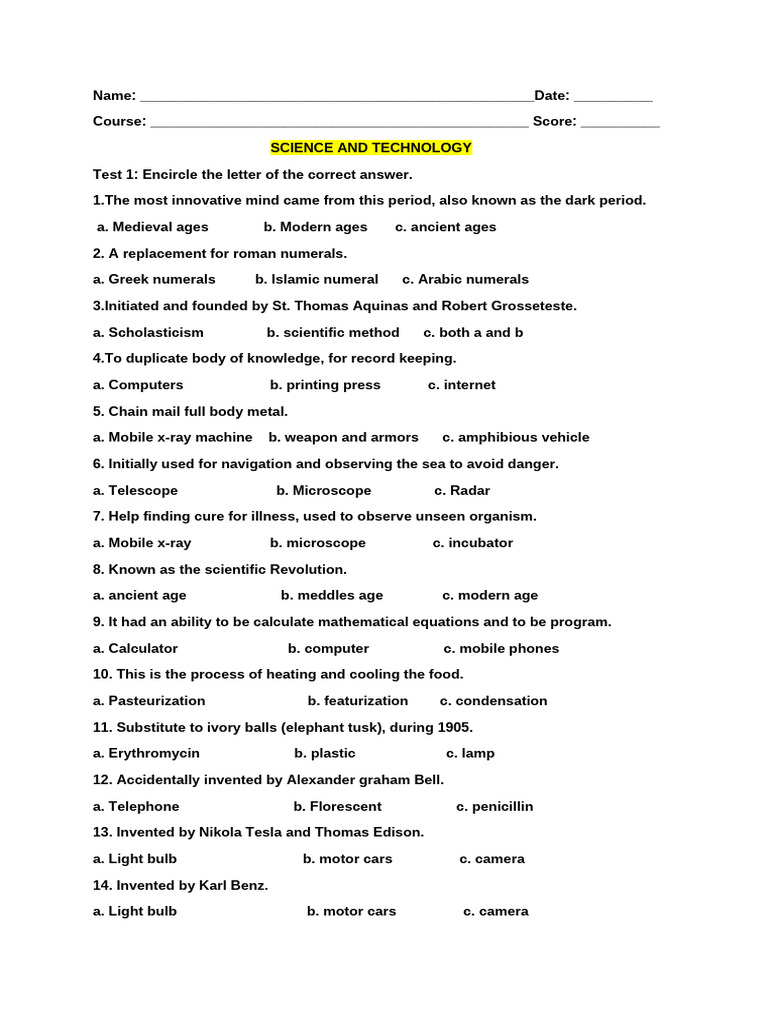Final Exam Science and Technology | PDF | Science | Egyptian Hieroglyphs