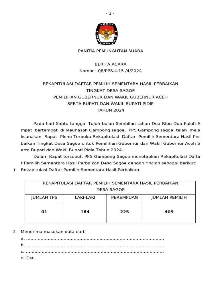 06 Ba DPSHP PPS - Gampong Sagoe | PDF