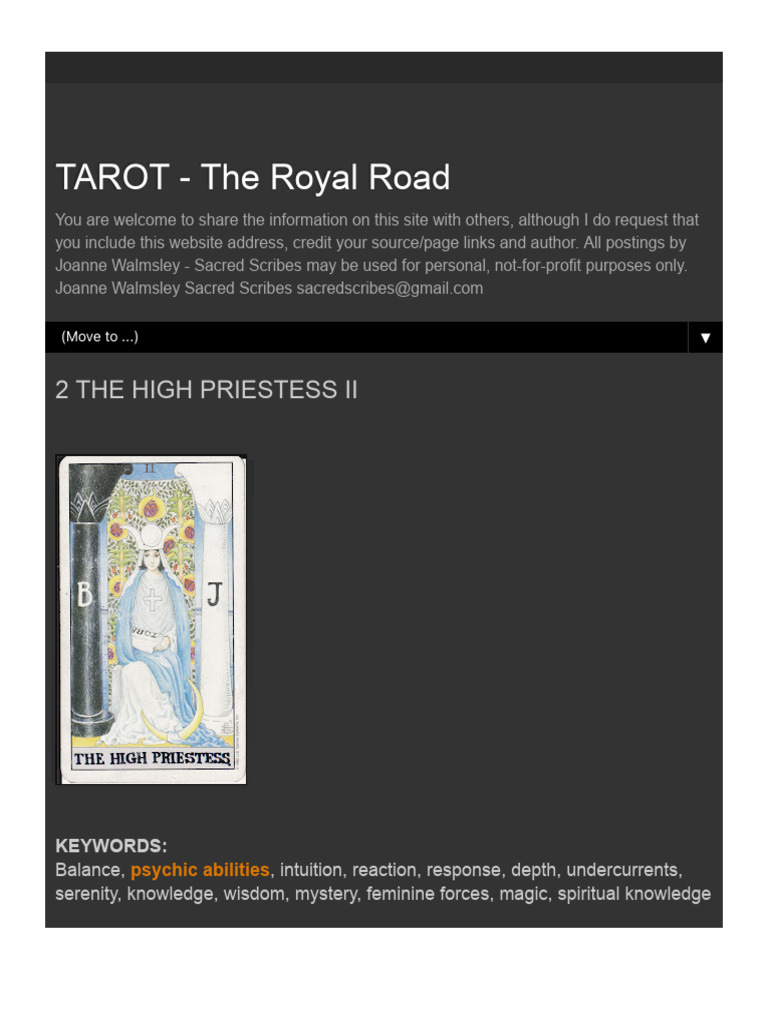 Tarot - The Royal Road- 2 the High Priestess II | PDF