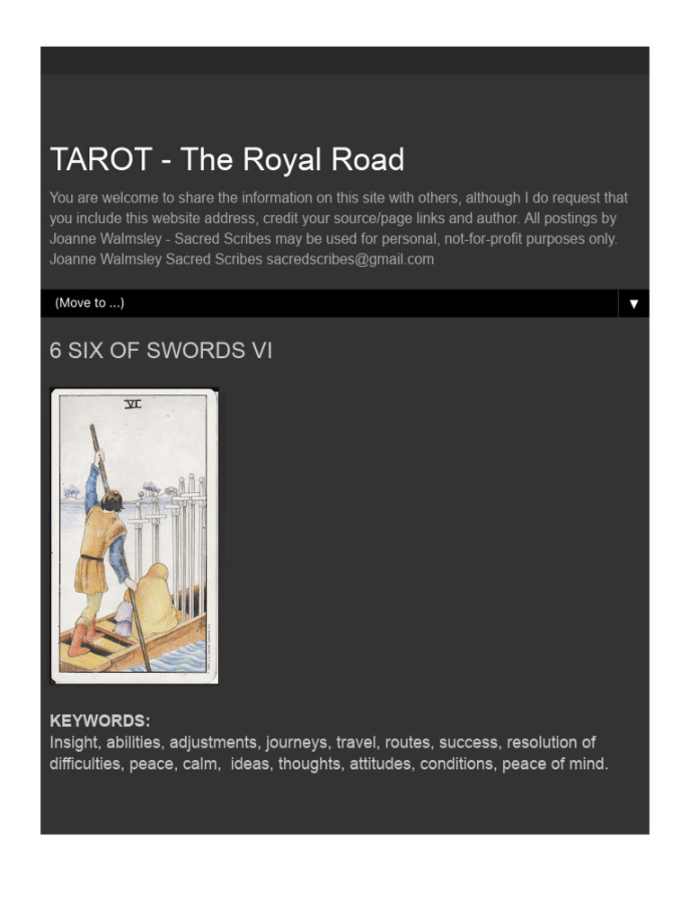 Six of Swords: Love and Harmony Insights | PDF | Anxiety | Psychology