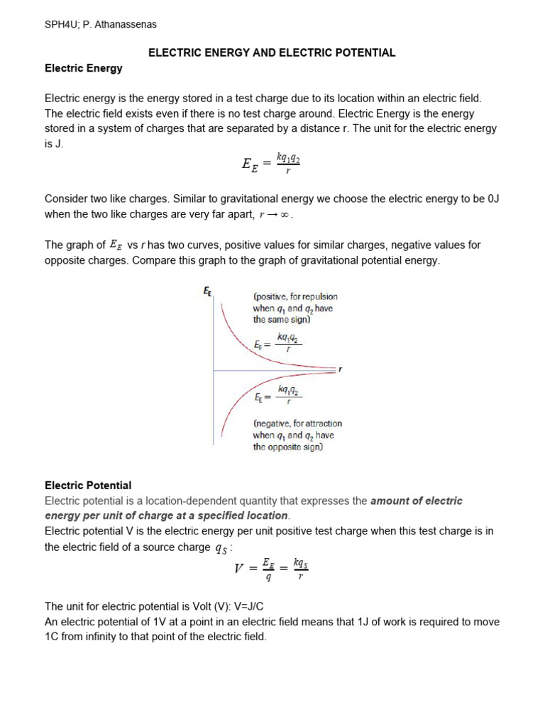 Electric Energy and Electric Potential | PDF