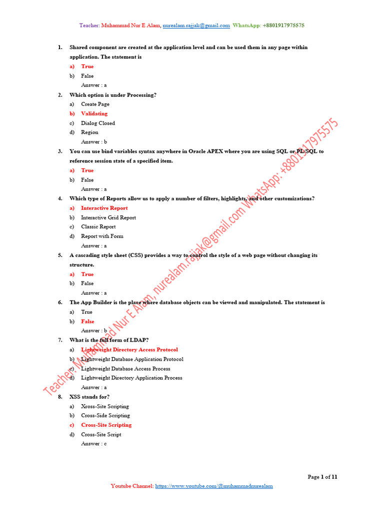 Apex MCQ 2 From Muhammad Nur E Alam for Students | PDF | Pl/Sql ... Apex MCQ 2 From Muhammad Nur E Alam for Students | PDF | Pl/Sql ...