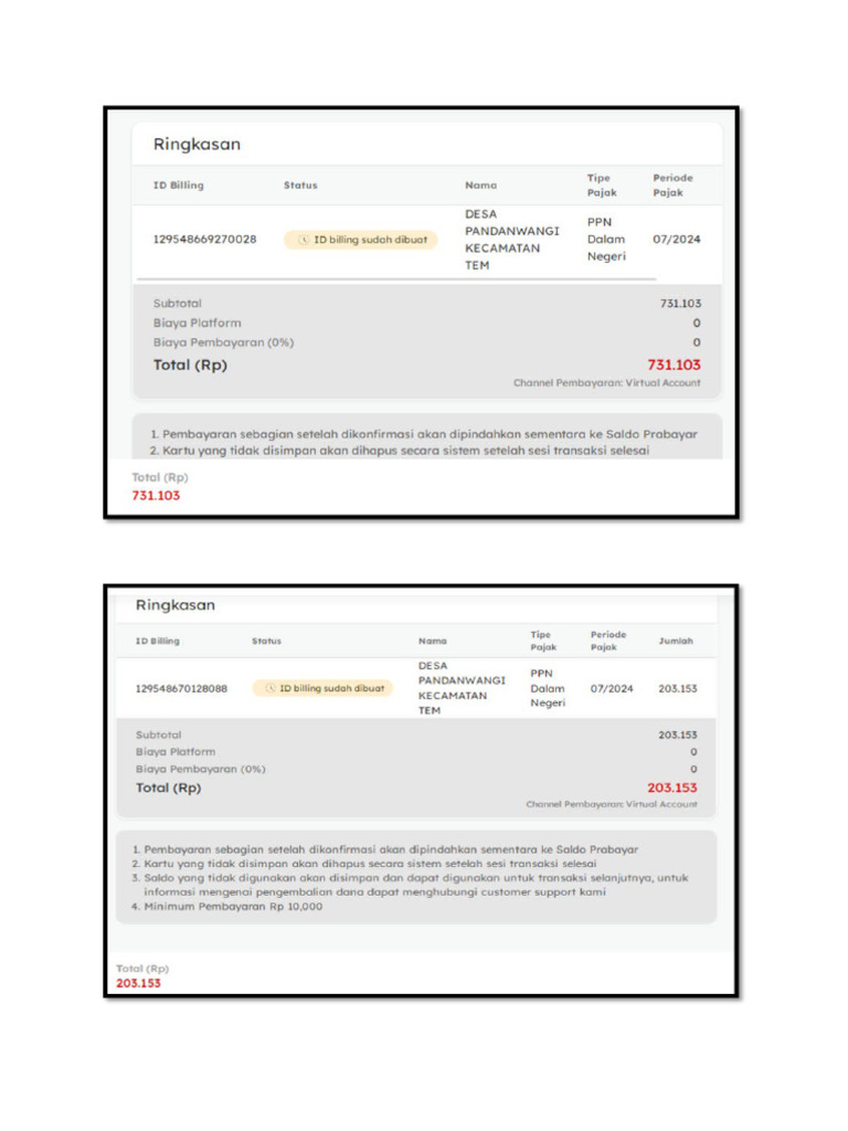 Id Billing Annafi'Ah | PDF