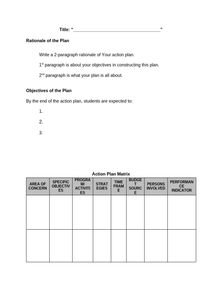 Action Plan Format | PDF