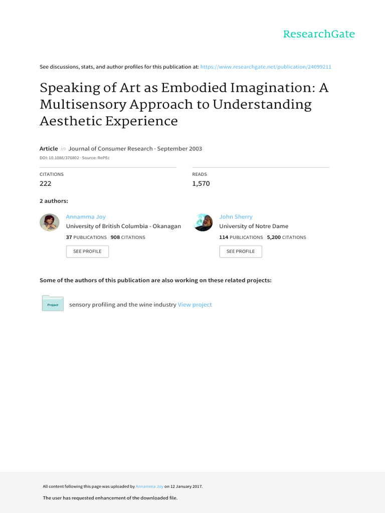 Speaking of Art As Embodied Imagination | PDF | Copyright | Social ...