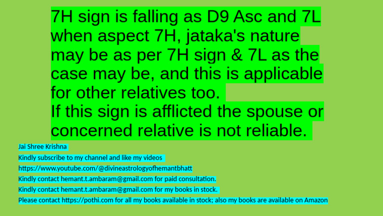 7H Sign - 7L and Nature of Pouse | PDF
