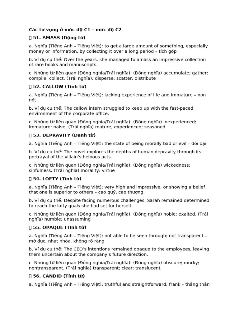 Các T V NG M C Đ C1 | PDF