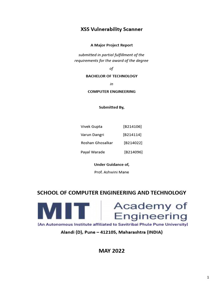 Xss Vulnerability Scanner Pdf Security Computer Security