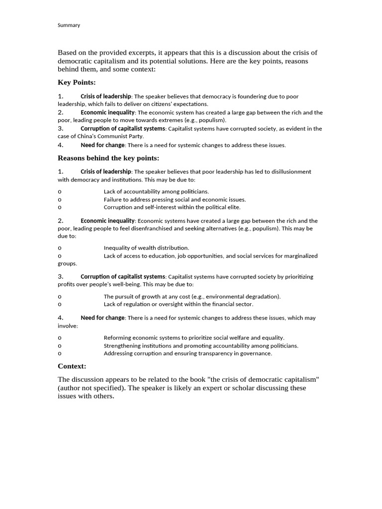 Fall of Democratic Capitalism | PDF