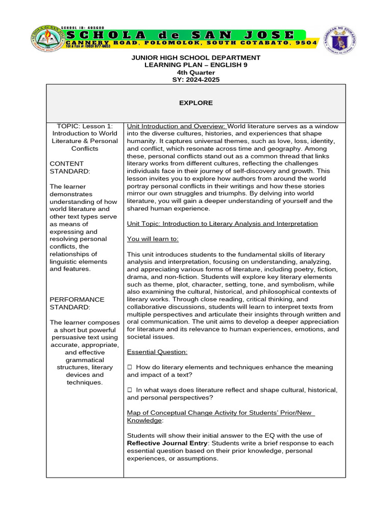 LearningPlan.4th.Q | PDF | Argument | Critical Thinking