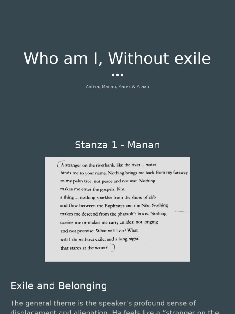 Identity in Exile: A Reflection | PDF | Poetry | Experience