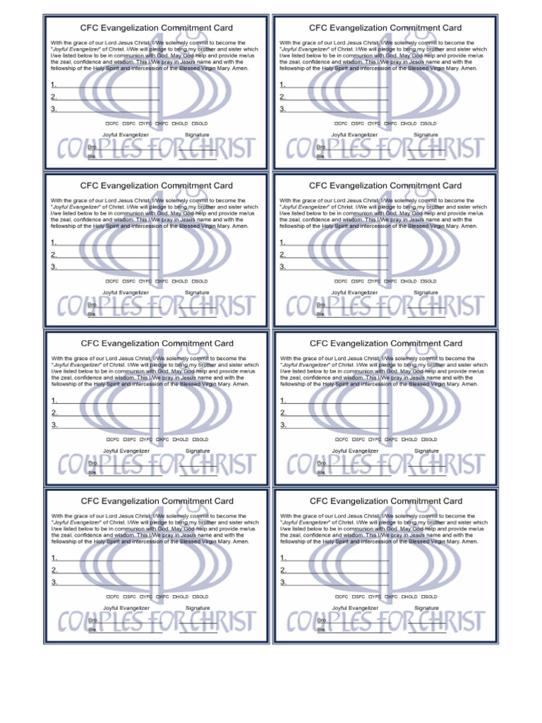 CFC Evangelization Commitment Card Final | PDF