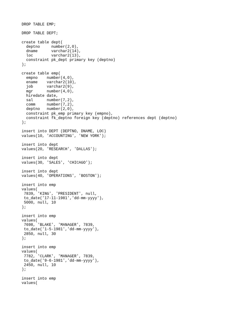 Emp_Dept_Scripts | PDF