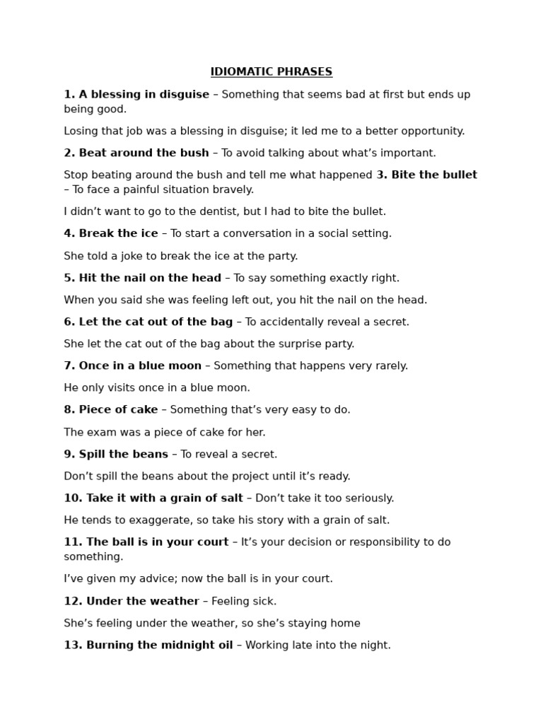 Idiomatic Phrases | PDF