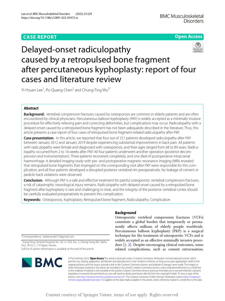 Delayed-Onset Radiculopathy Caused by A Retropulse | PDF | Osteoporosis ...