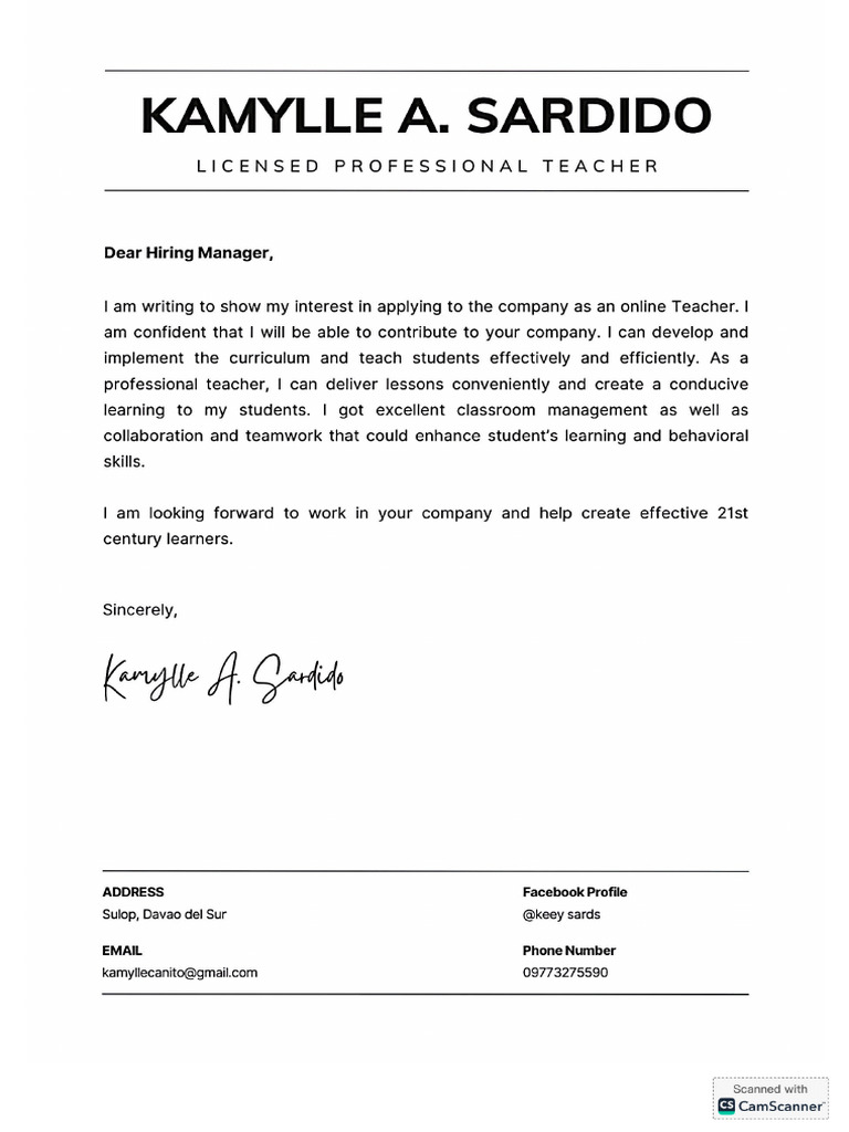 Cover Letter LPT | PDF