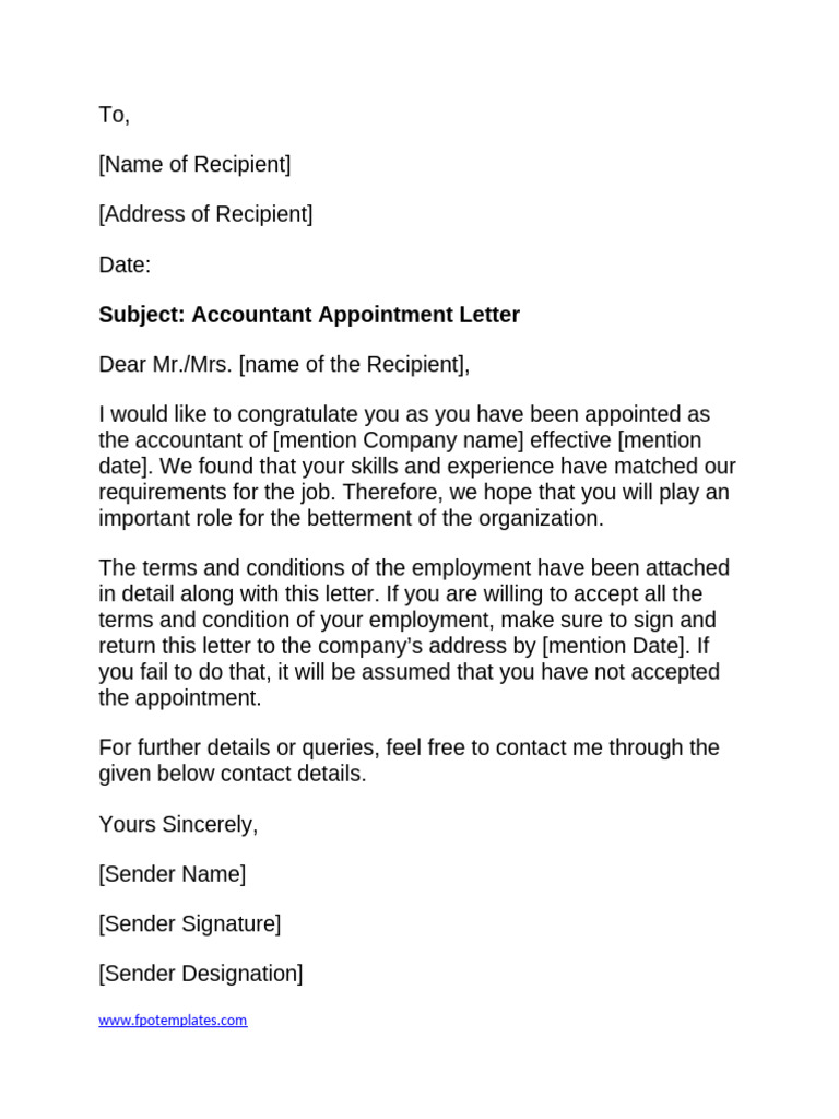 Accountant Appointment Letter | PDF